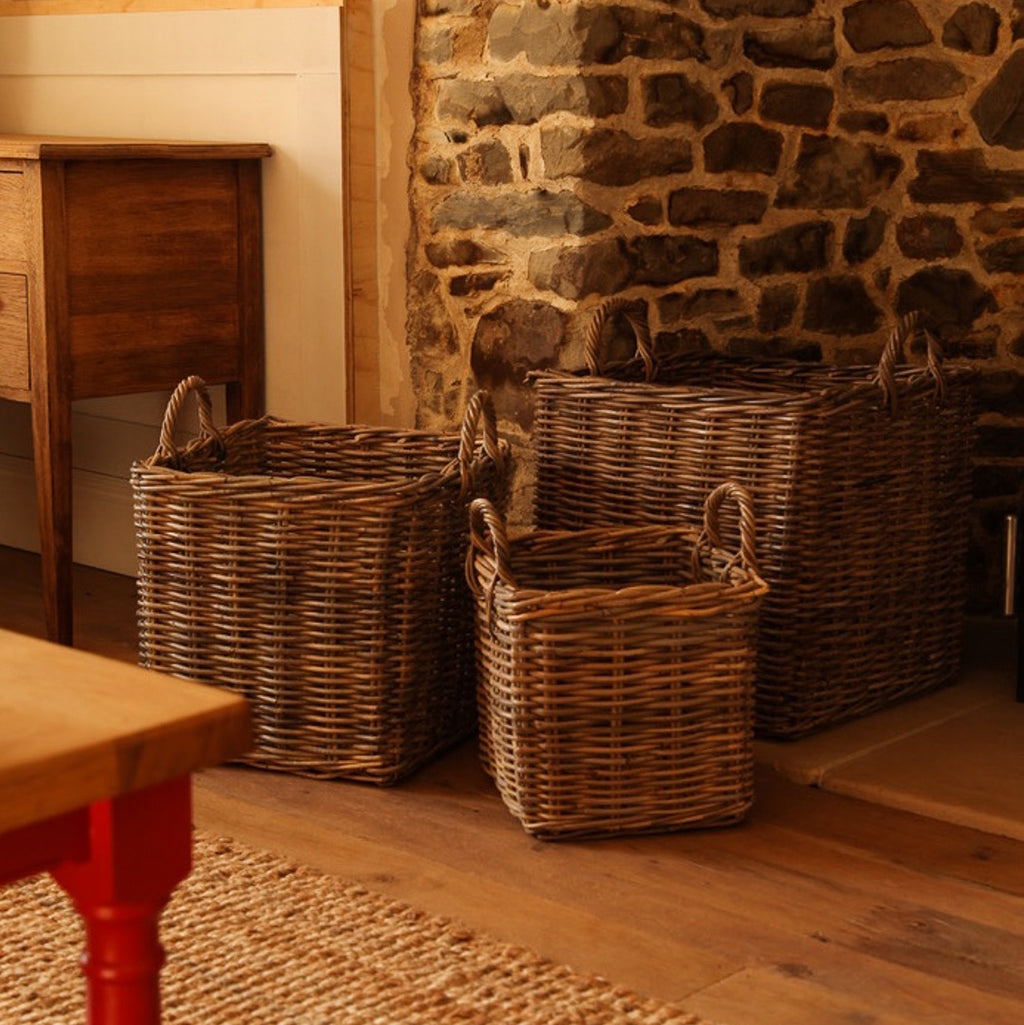 Kingston Small Log Basket | Wicker Log Basket with Handles – The ...