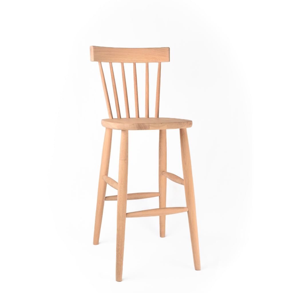 Scandinavian Mandal Bar Stool | Solid Oak, 6 Spindles – The Wainhouse Co
